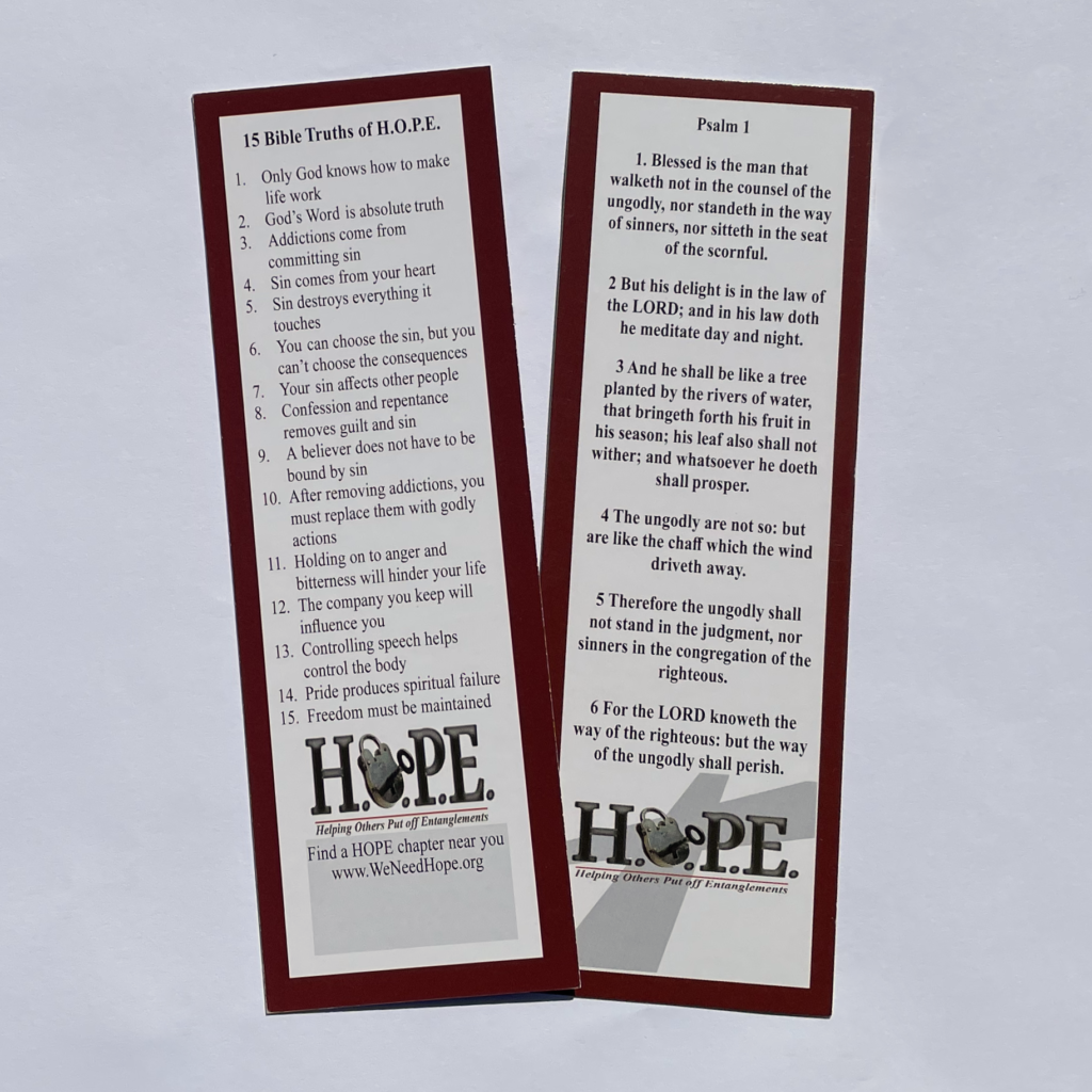 H.O.P.E. Bookmark Sets of 4 – Hope4Addictions